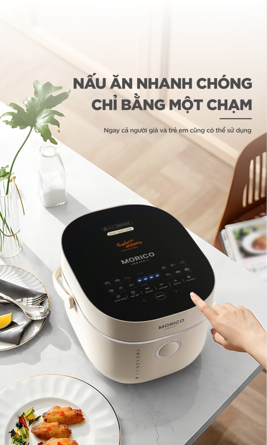 Nồi cơm điện cao tần Morico MR800IH dung tích 1.8L, 12 chế độ nấu