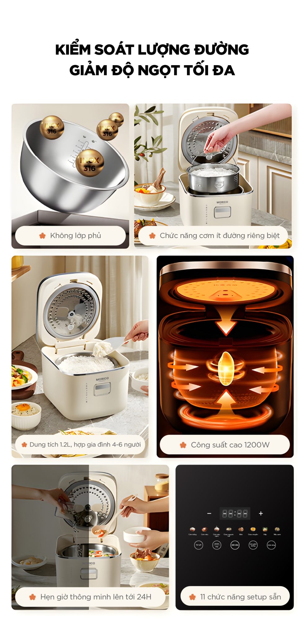 Nồi cơm ít đường MORICO MR600 - Morico Việt Nam