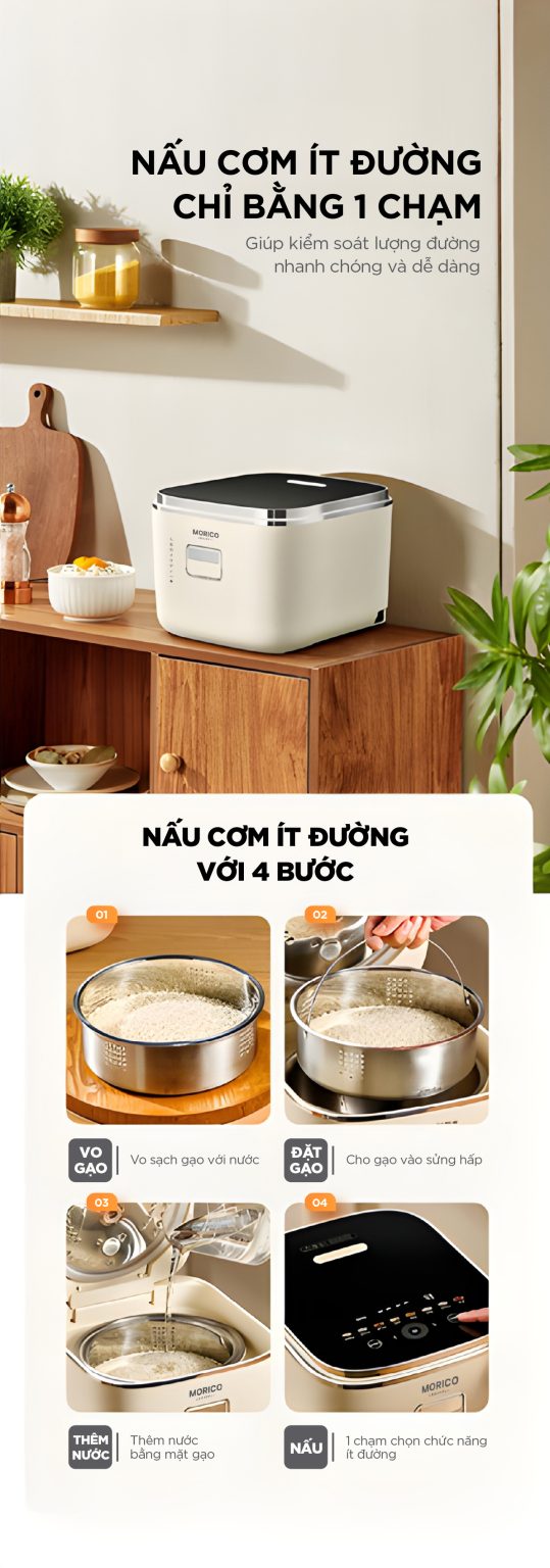 Nồi cơm ít đường MORICO MR600 - Morico Việt Nam