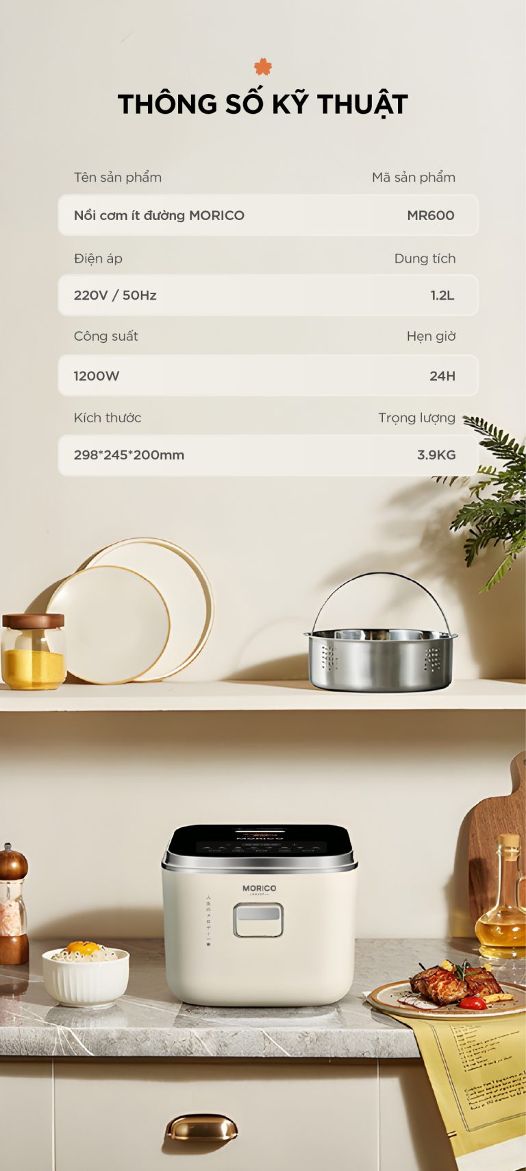 Nồi cơm ít đường MORICO MR600 - Morico Việt Nam