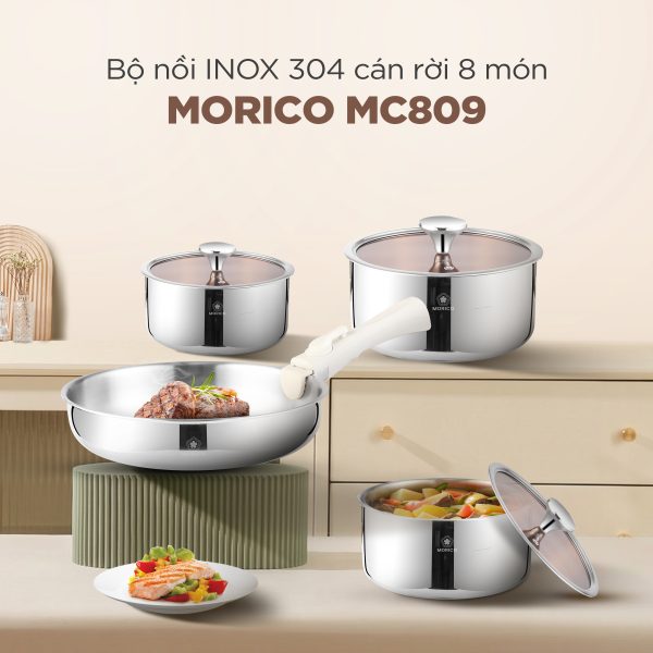 Bộ Nồi INOX 304 Cán Rời 8 Món Morico MC809 - Morico Việt Nam