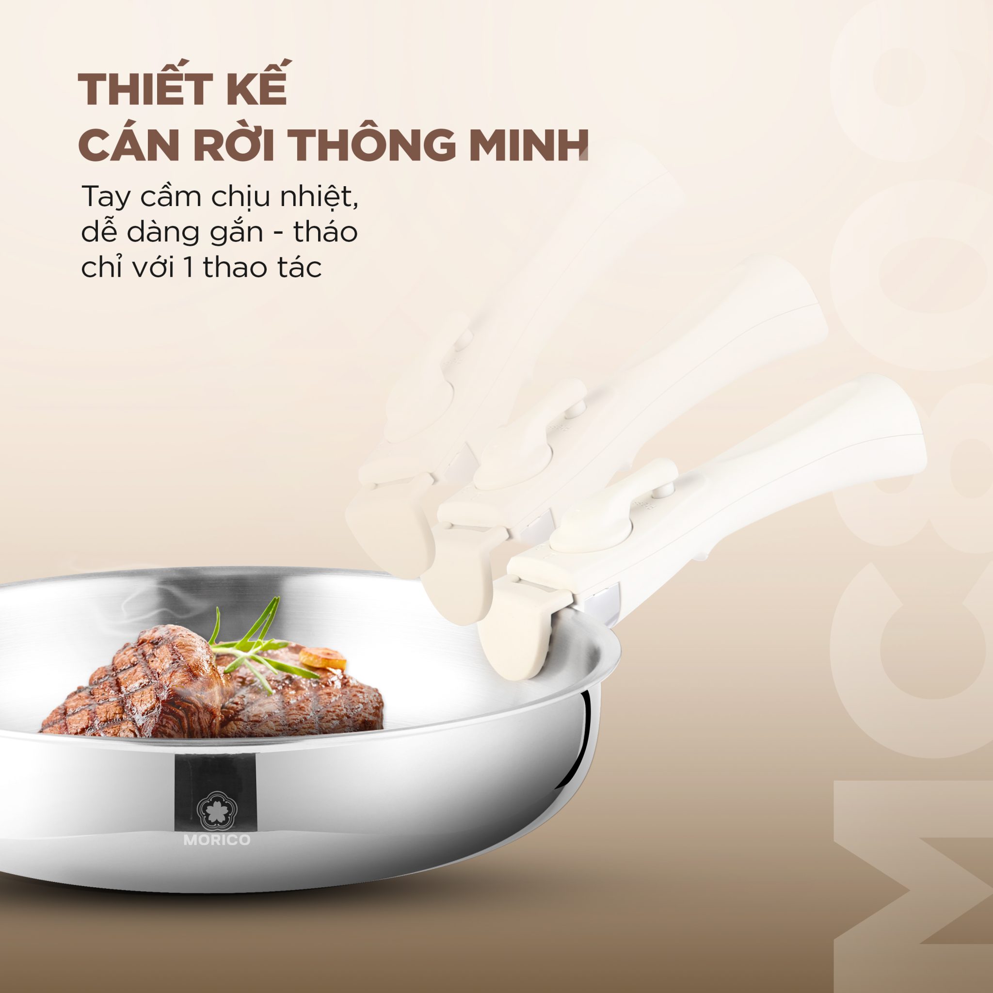 Bộ Nồi INOX 304 Cán Rời 8 Món Morico MC809 - Morico Việt Nam
